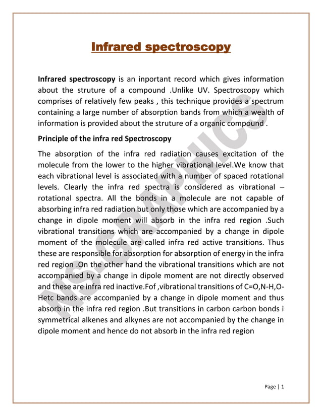 Infrared spectroscopy Principle & Working | PDF | Chemistry | Science