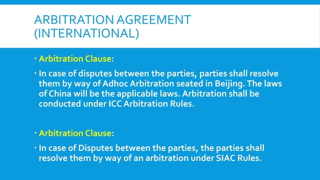 Arbitration Agreements | PPTX | Business | Business and Finance