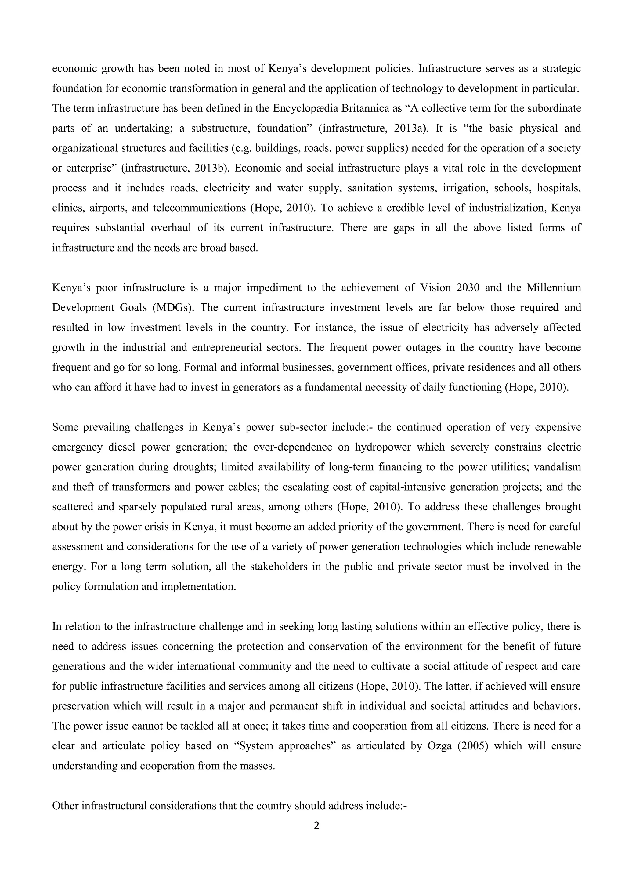 Infrastructure a critical public policy issue that faces the kenyan nation today | PDF