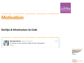 Infrastructure-As-Code and Cloud Deployments with Opscode Chef & Co | PPT