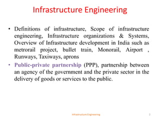 Infrastructure Engineering, Definitions of infrastructure, Scope of ...