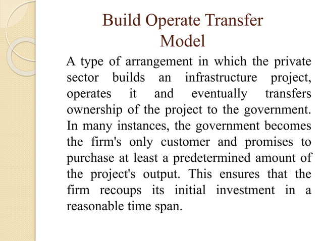 Build - Operate - Transfer | PPTX | Civil Engineering Industry | Industries