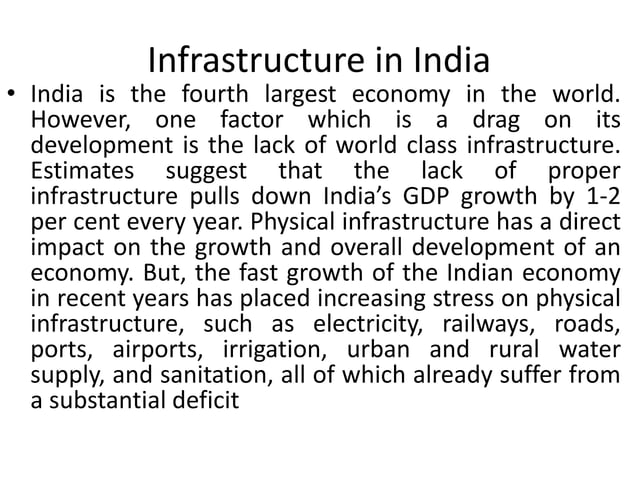 Infrastructure in india ,Indian Infrastructure | PPTX