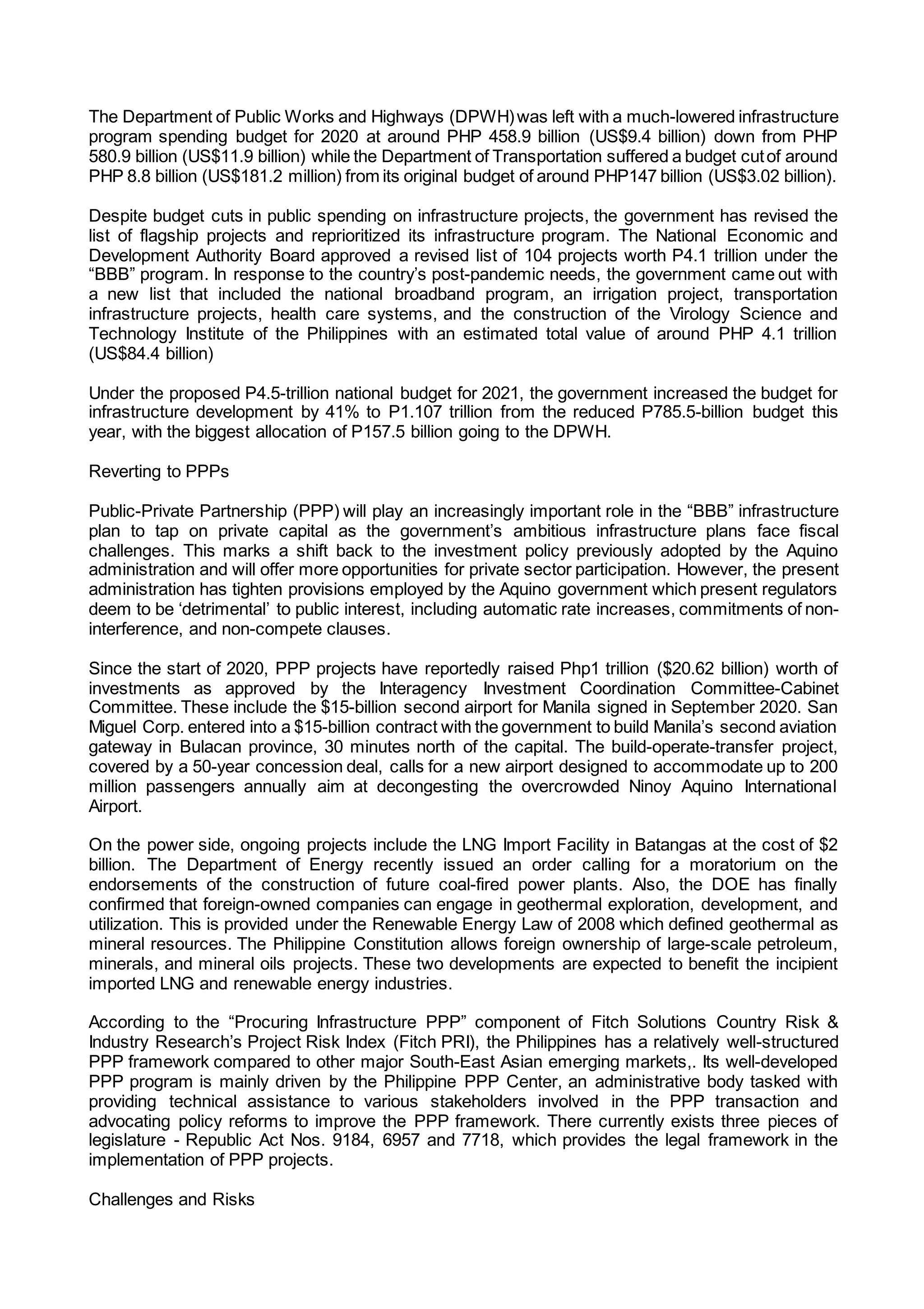 Infrastructure Investments to Return Philippine Economy to Growth | DOCX