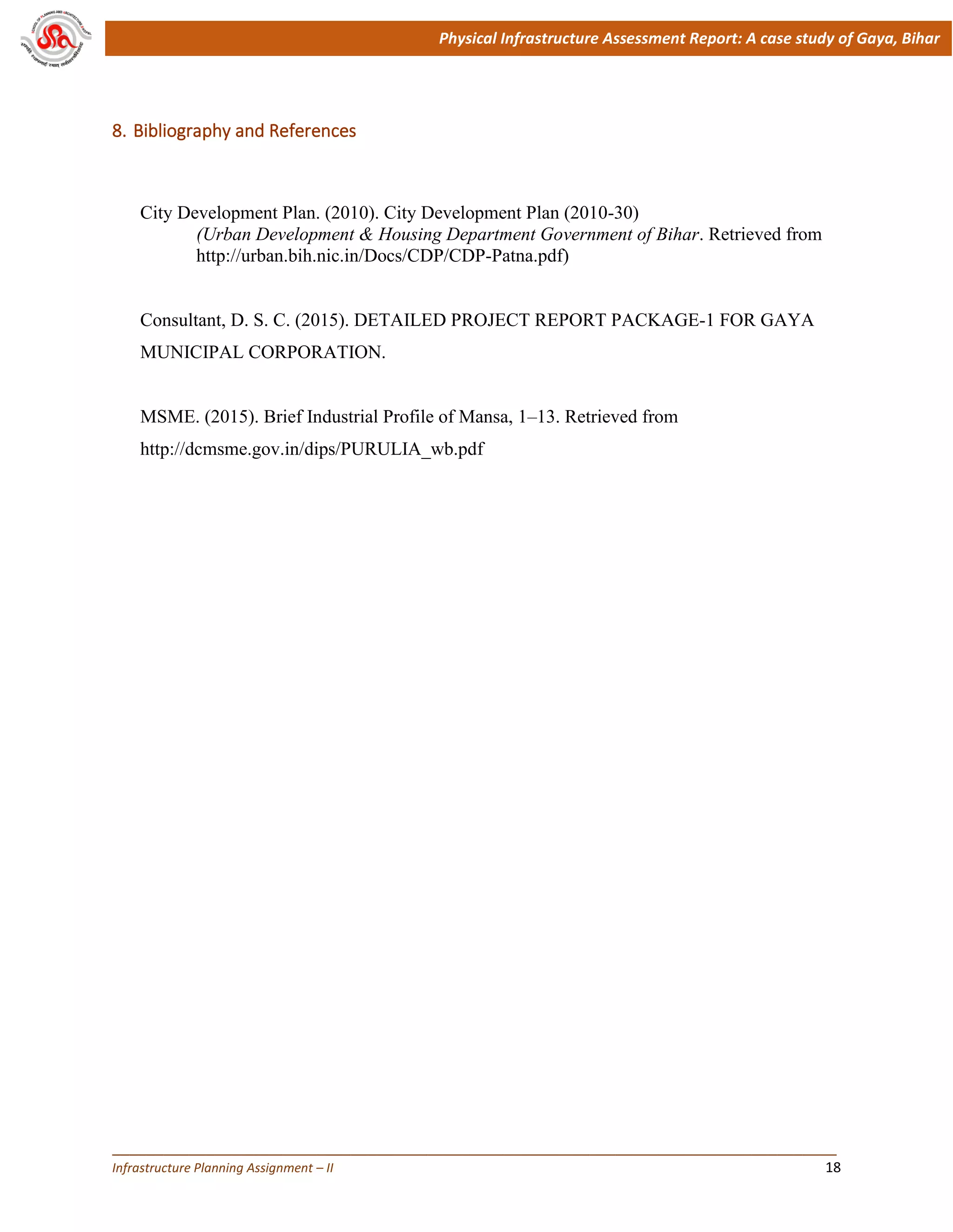 Physical Infrastructure Assessment Report: A case study of Gaya, Bihar ...