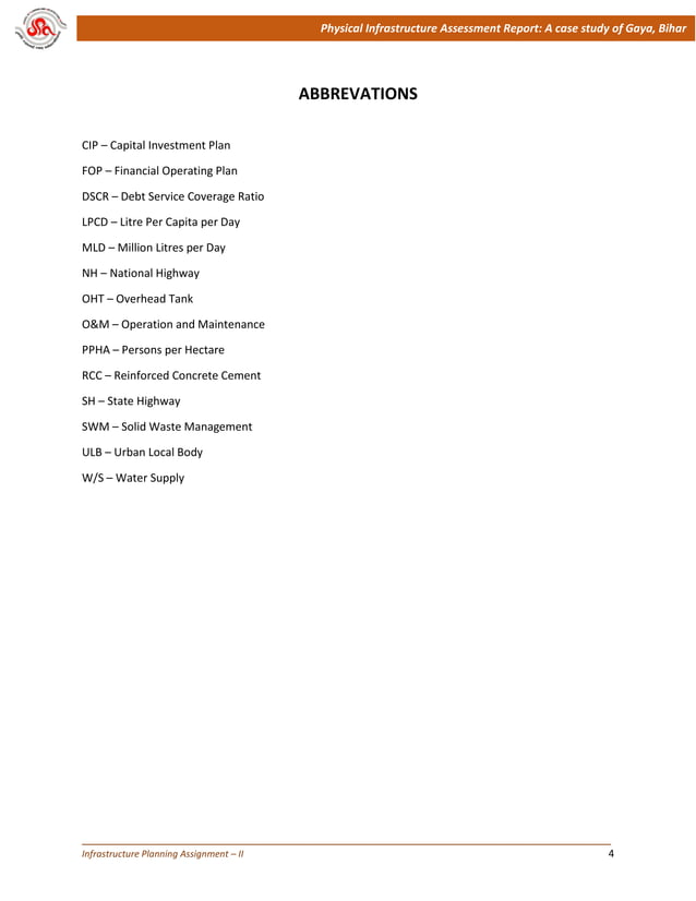 Physical Infrastructure Assessment Report: A case study of Gaya, Bihar ...