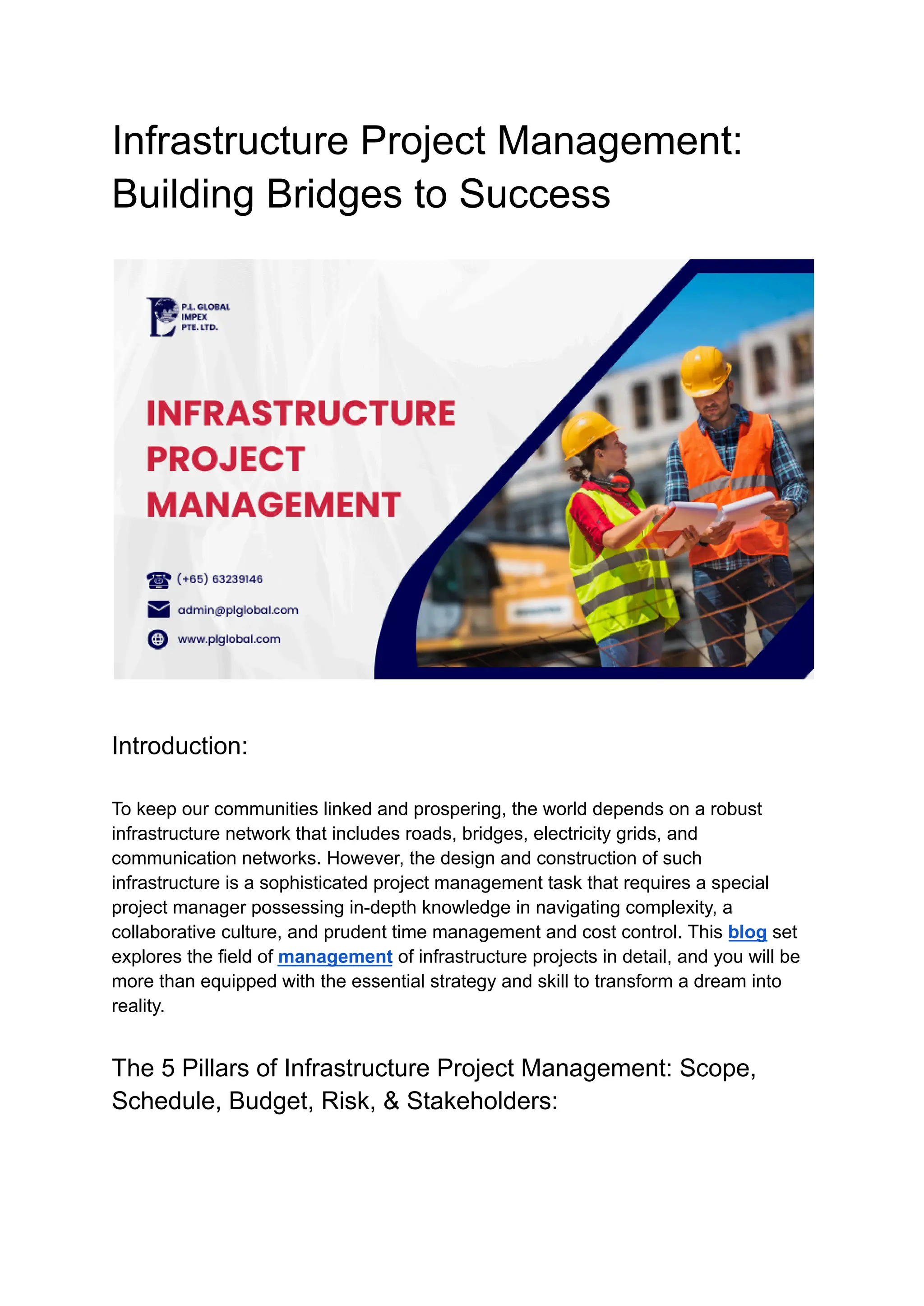 Infrastructure Project Management: Building Bridges to Success | PDF