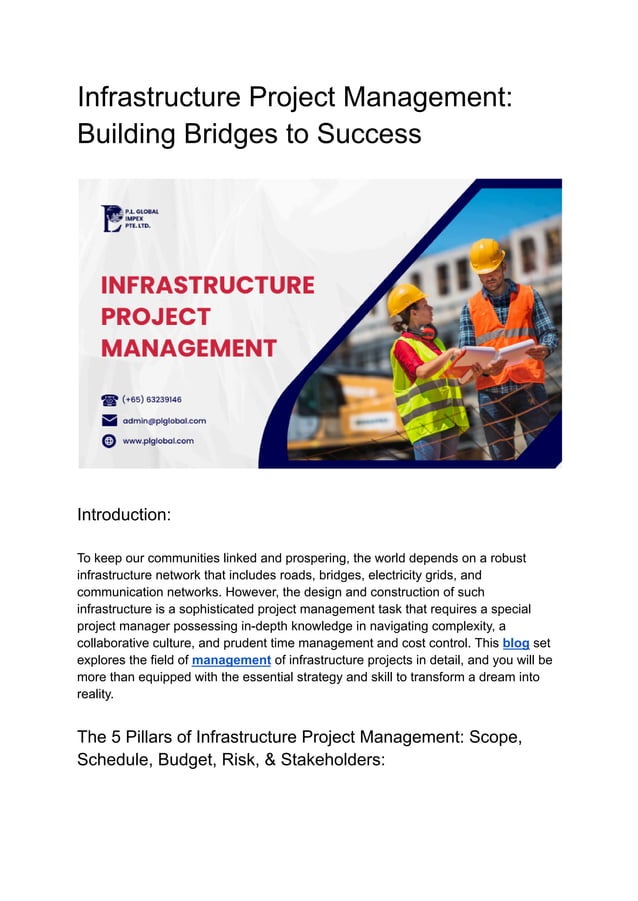 Infrastructure Project Management: Building Bridges to Success | PDF