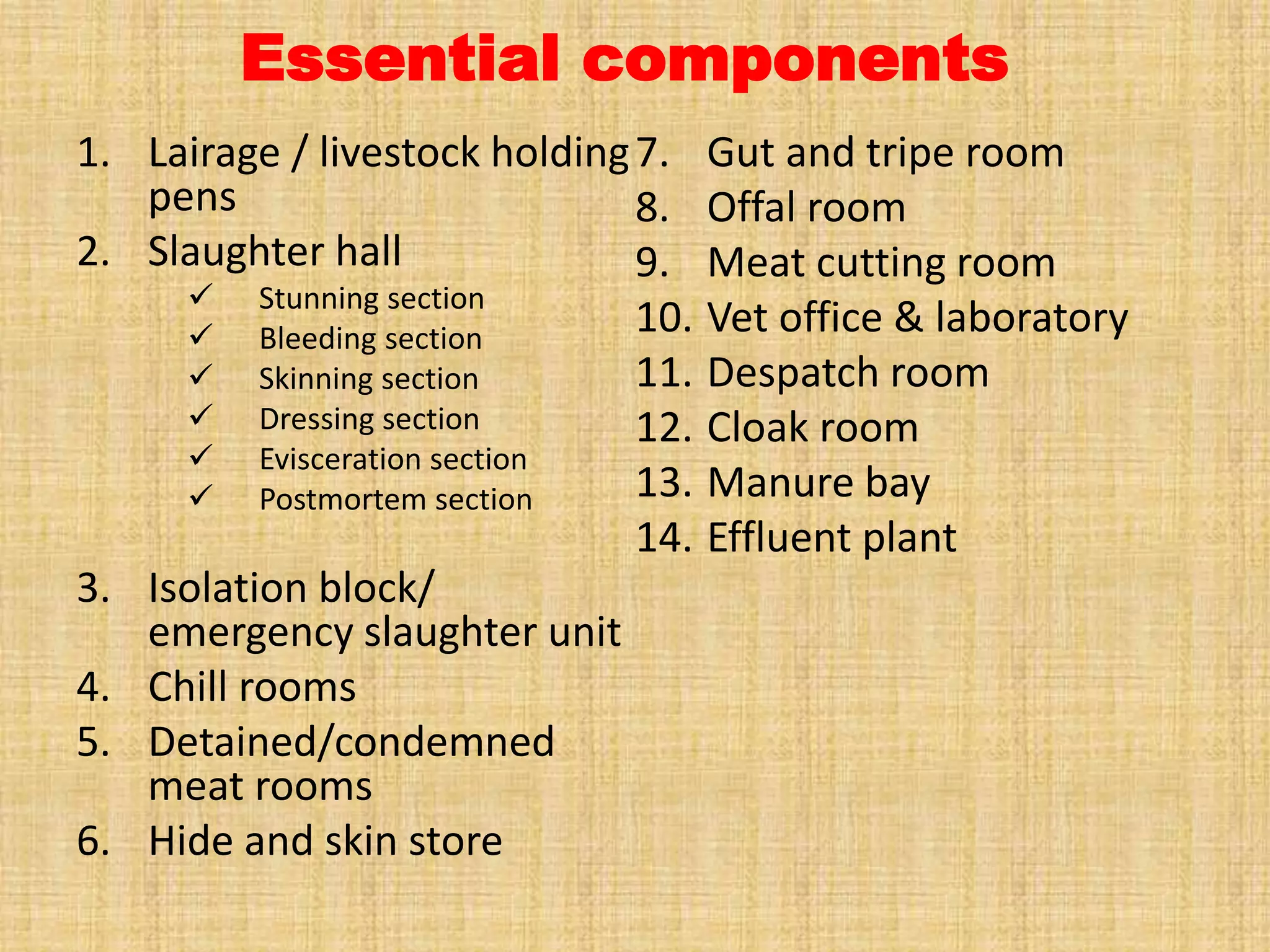 Infrastructure req of modern slaughterhouse | PPTX