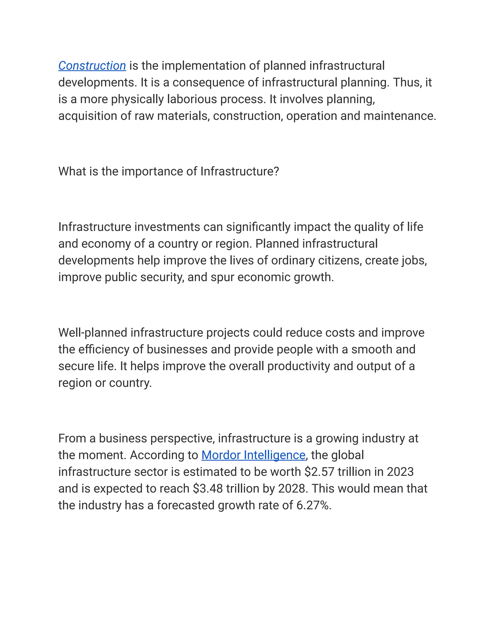 Infrastructure vs. Construction: Understanding the Key Differences | PDF