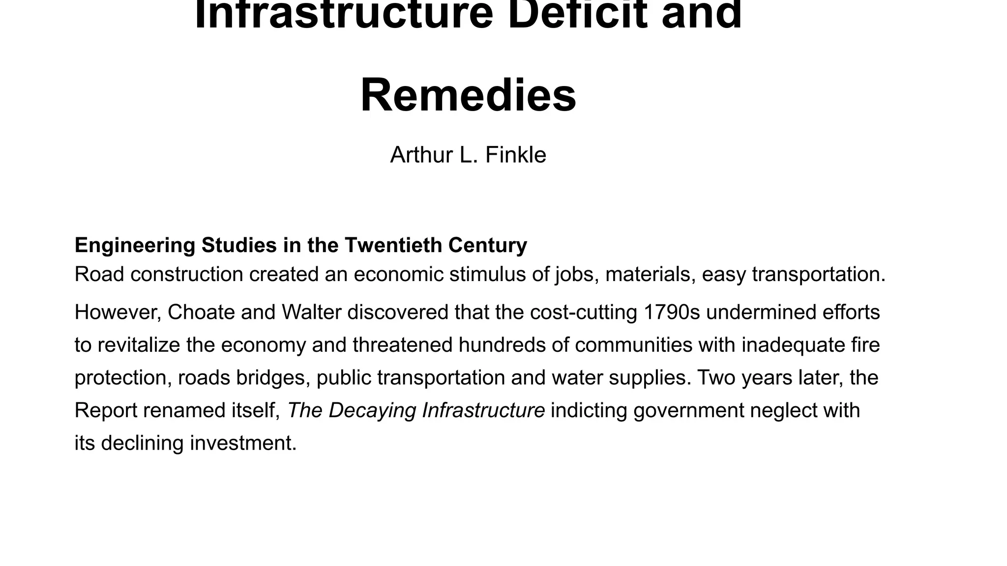 Crumbling Infrastructure in USA | PPT