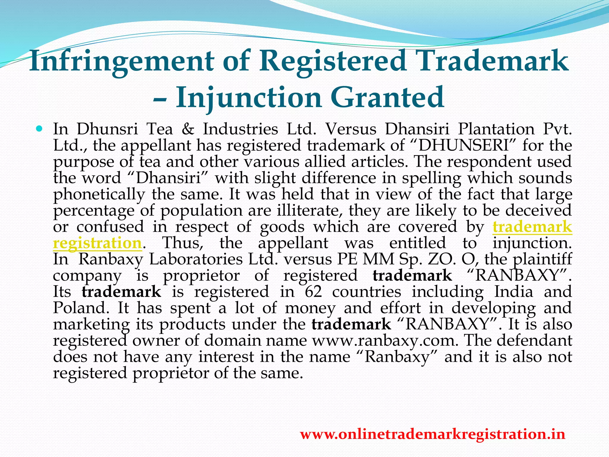 Infringement of trademark | PDF