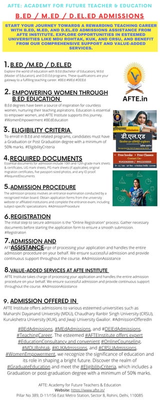 B.Ed / M.Ed / D.El.Ed Admissions | PDF | Professional School ...