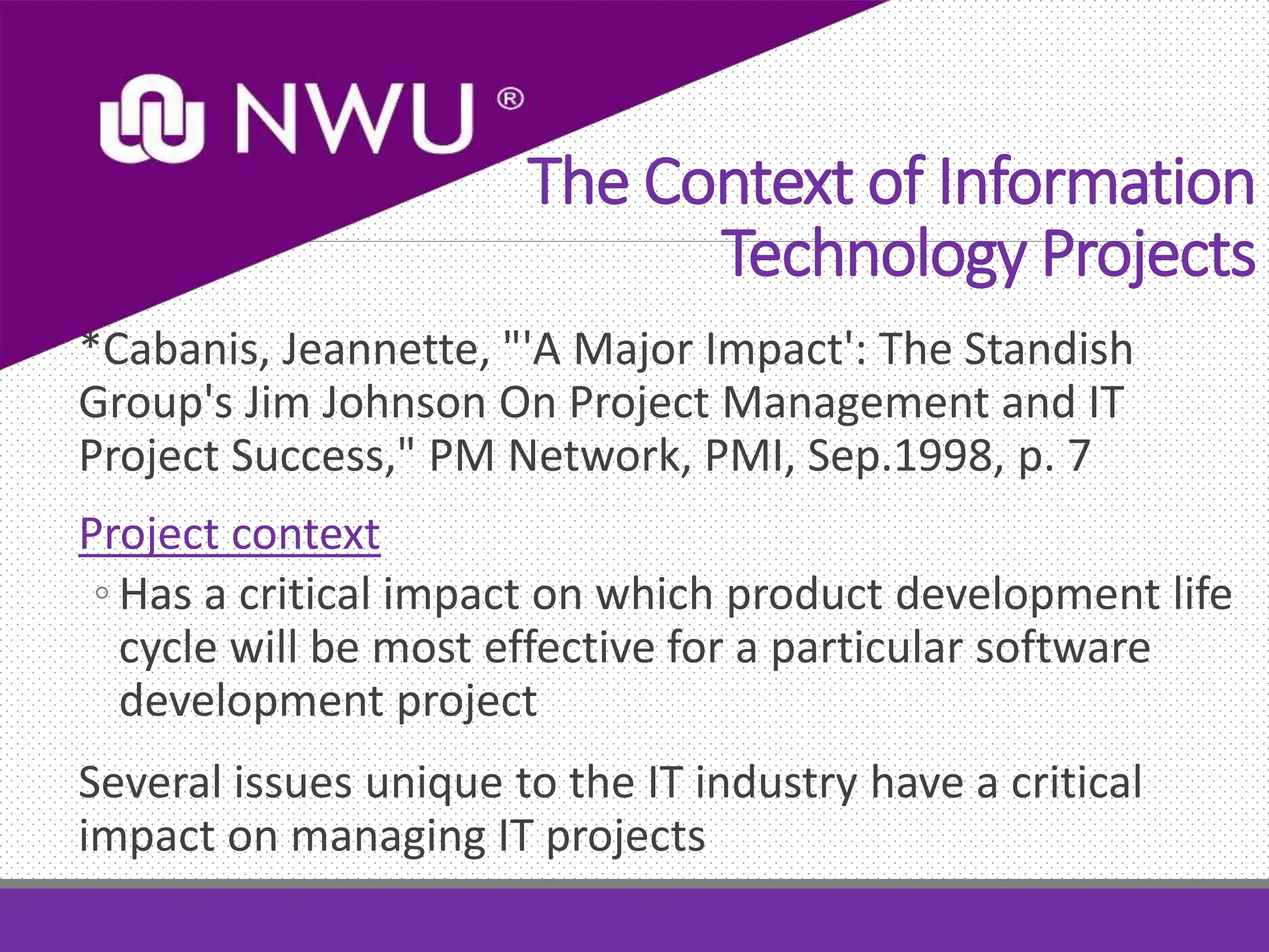 PROJECT MANAGEMENT AND INFORMATION TECHNOLOGY CONTEXT | PPTX