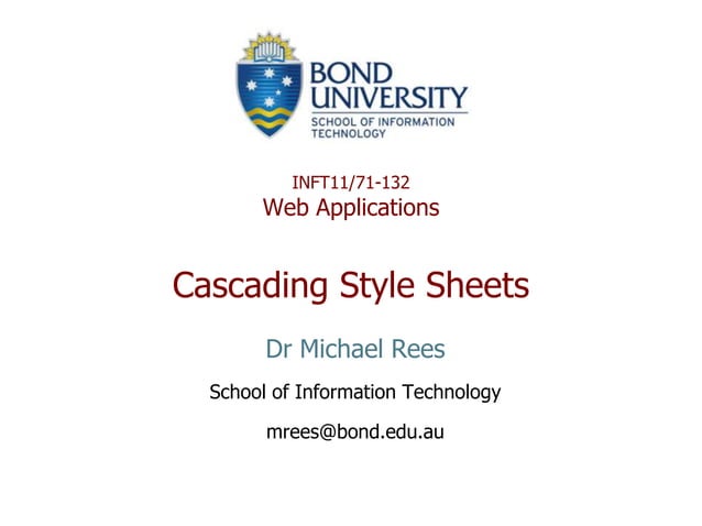 INFT132 093 05 Cascading Style Sheets | PPT