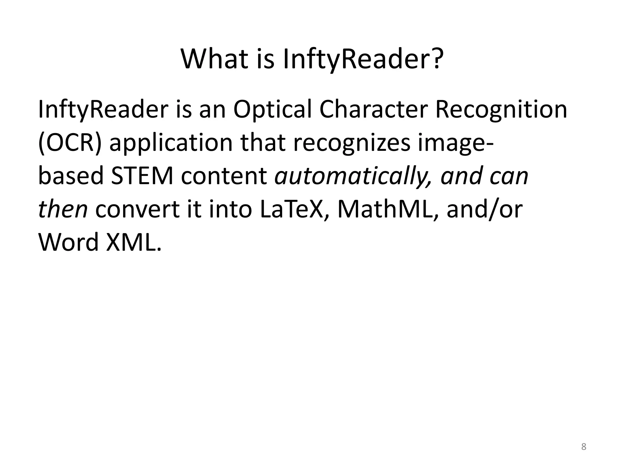 InftyReader and ChattyInfty Overview | PPT