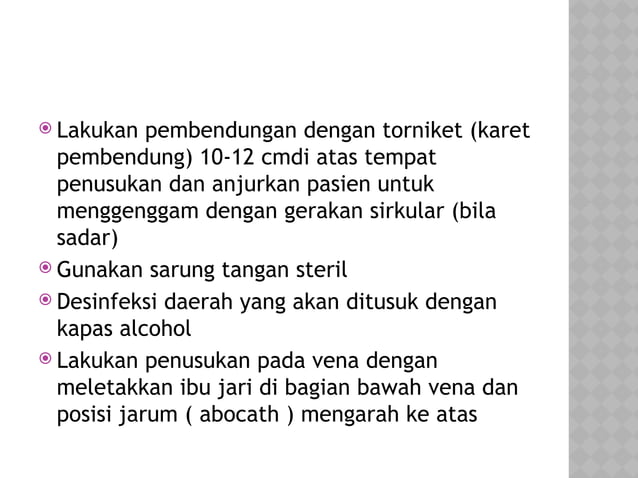 Pemasangan IVFD yang benar sesuai dengan sytandar yang di perhatikan | PPTX