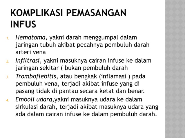 Pemasangan IVFD yang benar sesuai dengan sytandar yang di perhatikan | PPTX
