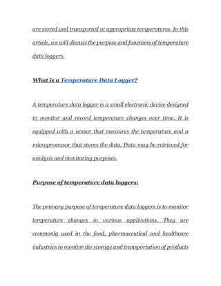 Purpose and Functions of Temperature Data Logger — What You Need to ...