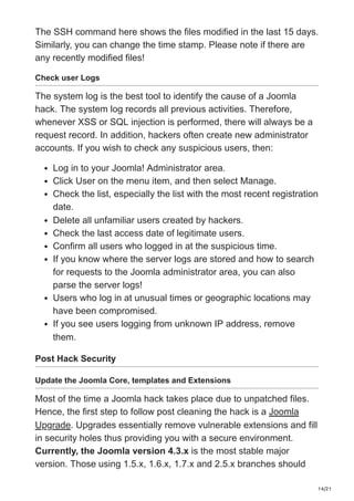 Effective Steps to Fix Joomla Hacking and Remove Malware | PDF