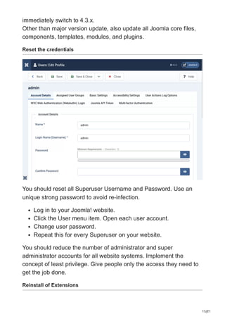 Effective Steps to Fix Joomla Hacking and Remove Malware | PDF