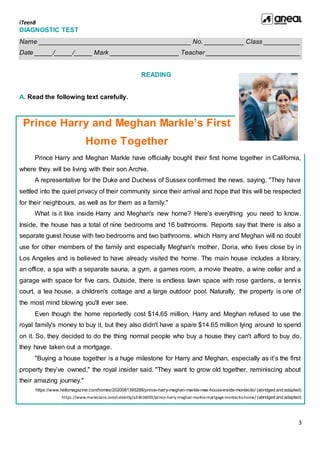 Ing8 complete test | DOCX | Celebrity Homes | Pop Culture