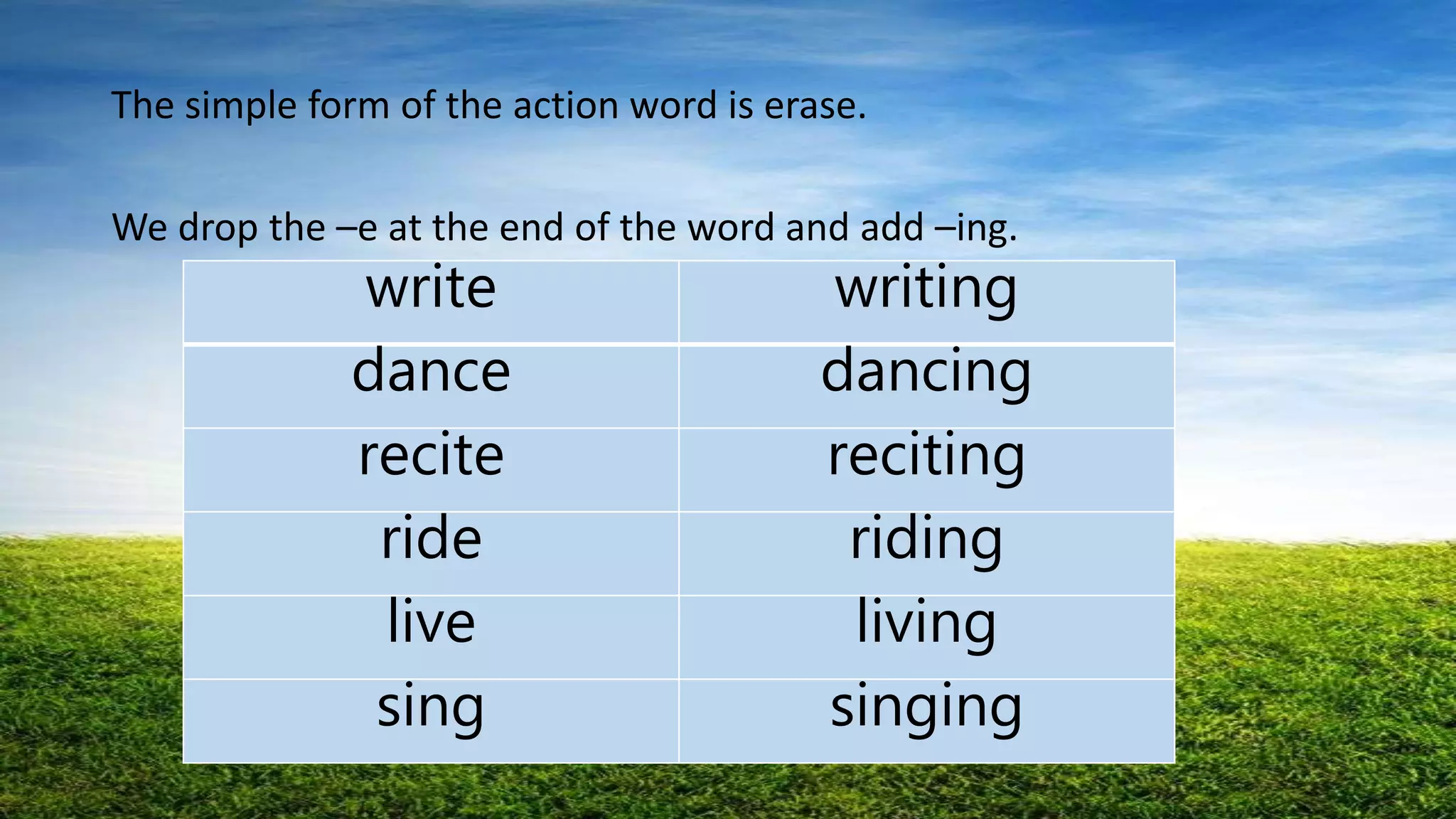 -ing Action Words | PPTX