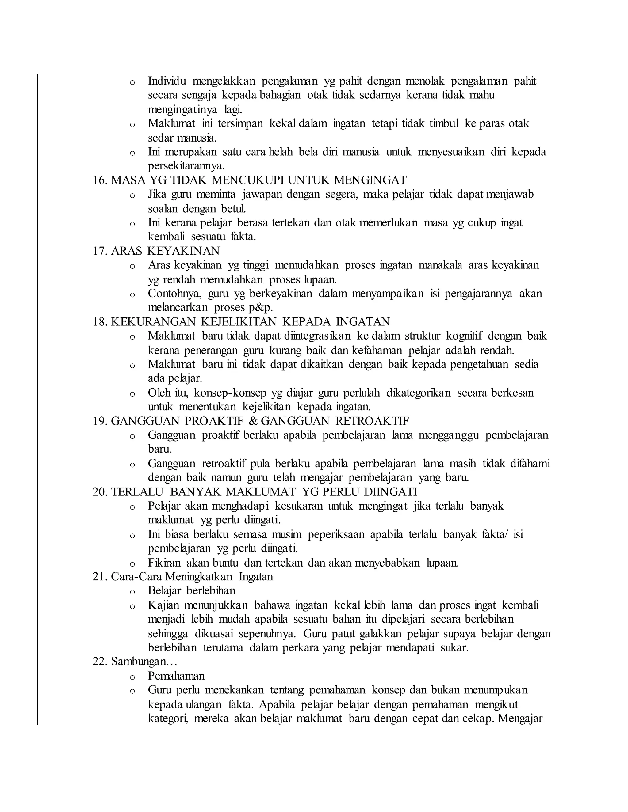 Ingatan dan lupaan | DOCX
