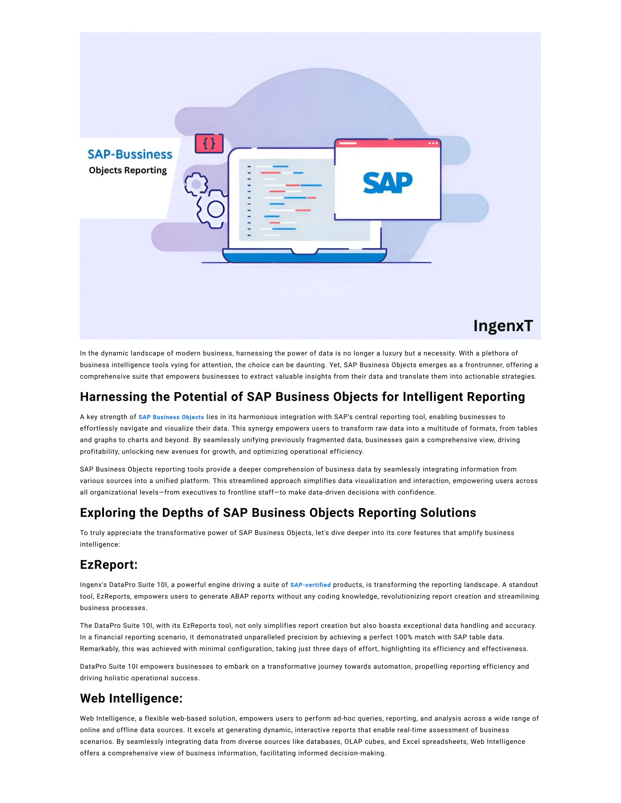 Elevating Business Intelligence with SAP Business Objects Reporting | PDF