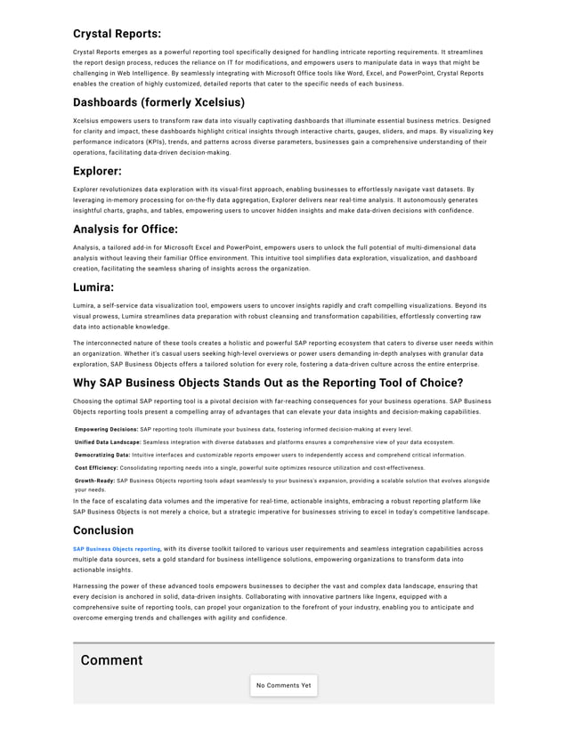 Elevating Business Intelligence with SAP Business Objects Reporting | PDF