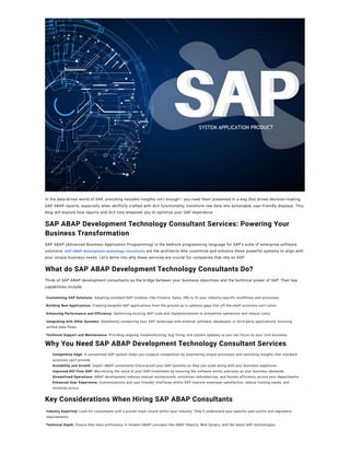 Master SAP Solutions: ABAP Reports, HANA Migrations, & Intelligent Asset Management | PDF ...