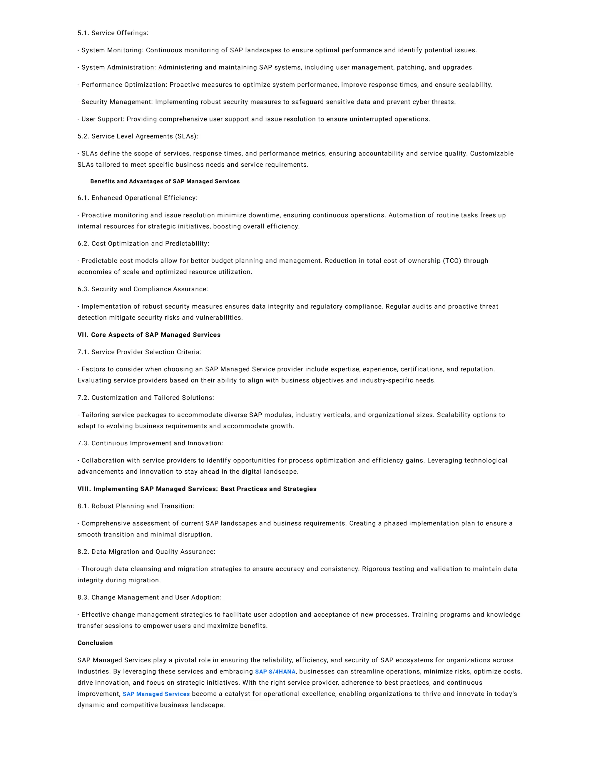 SAP S/4HANA: Revolutionizing SAP Managed Services in the Digital Era | PDF