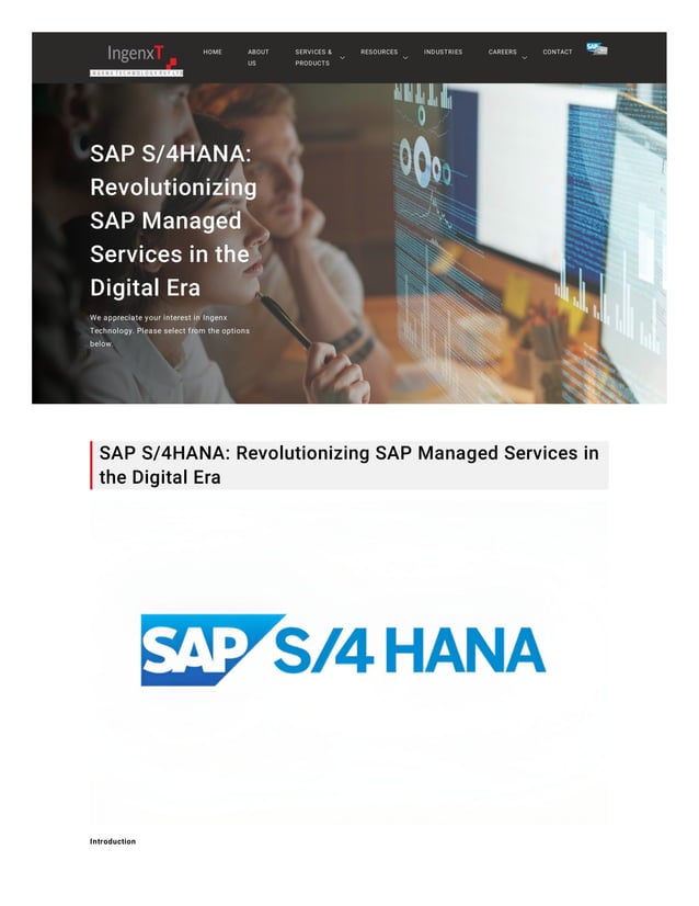 SAP S/4HANA: Revolutionizing SAP Managed Services in the Digital Era | PDF