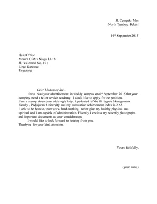 Contoh Letter Dalam Bahasa Inggris