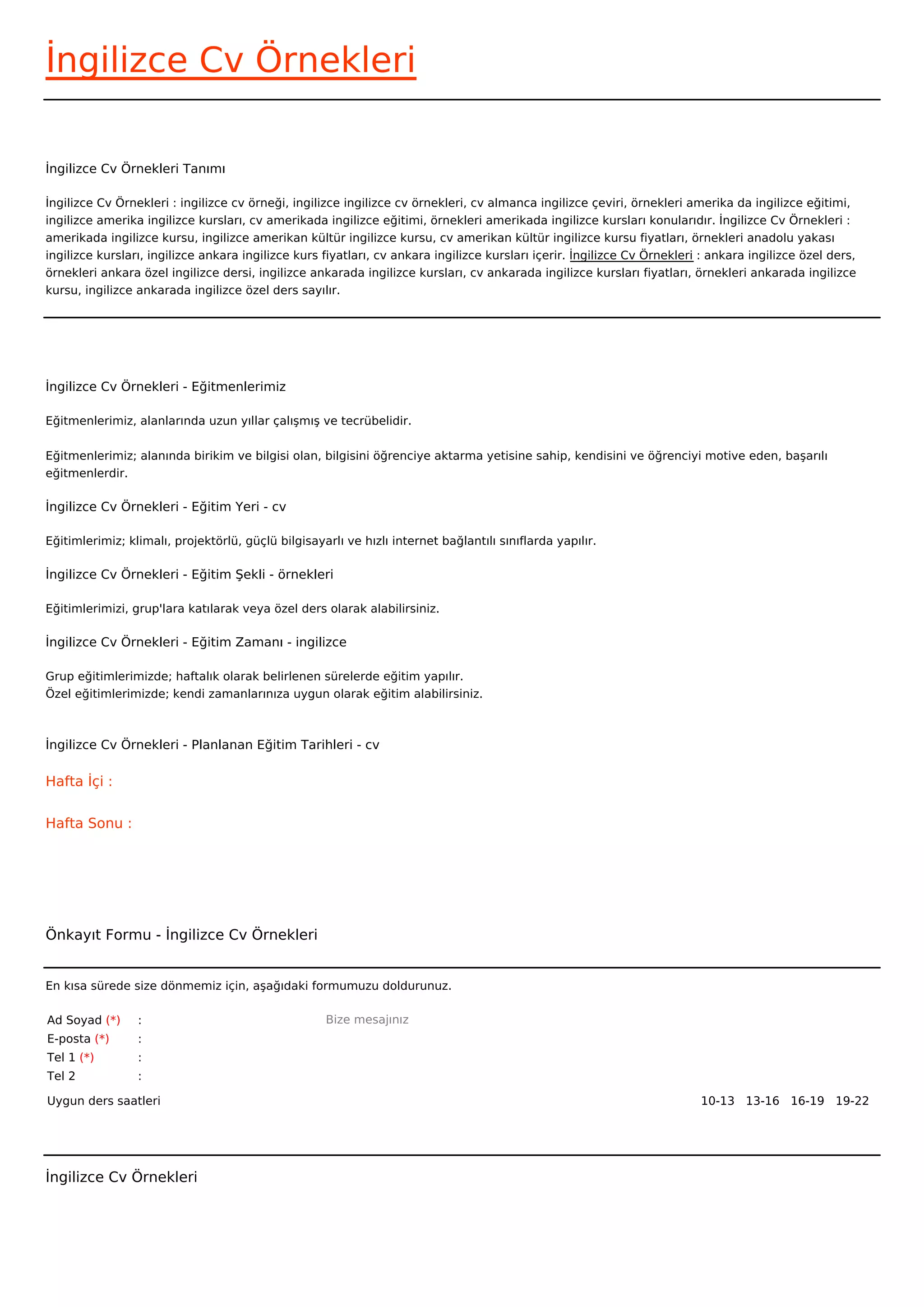 Ingilizce cv-ornekleri | PDF