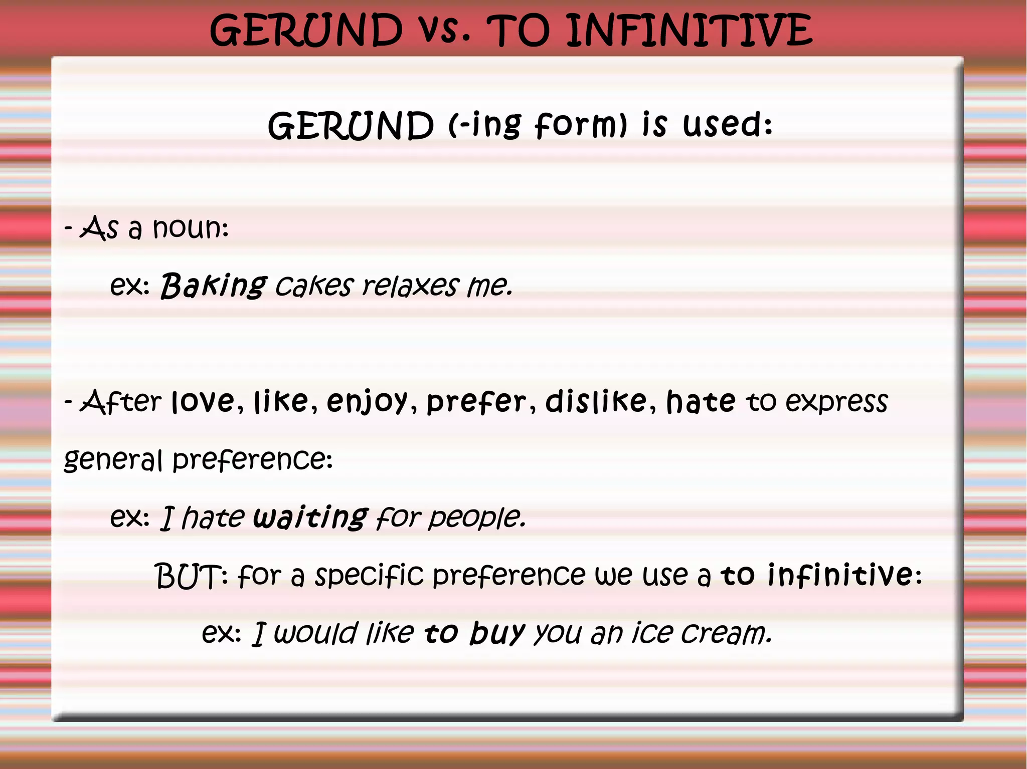 Ing infinitive | ODP