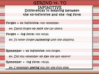 Ing infinitive | ODP