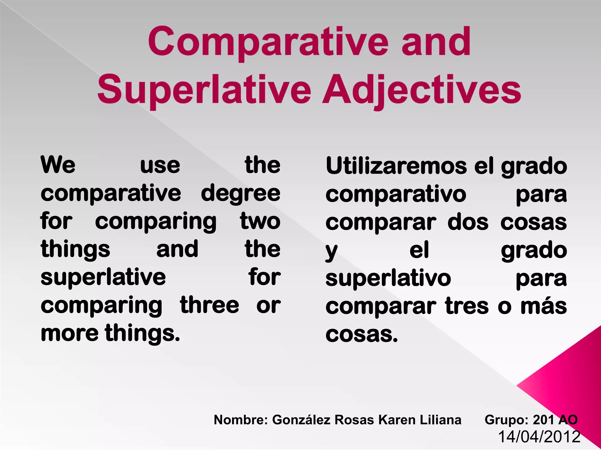 Comparative and Superlative Adjectives | PPT