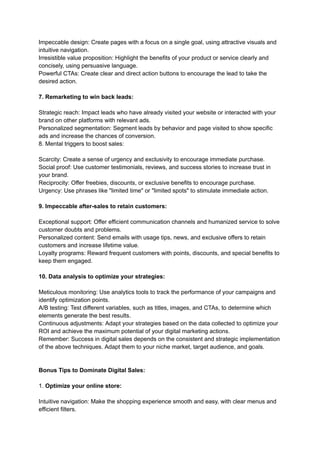 Top 10 Digital Sales Techniques to Dominate the Online Market: | PDF