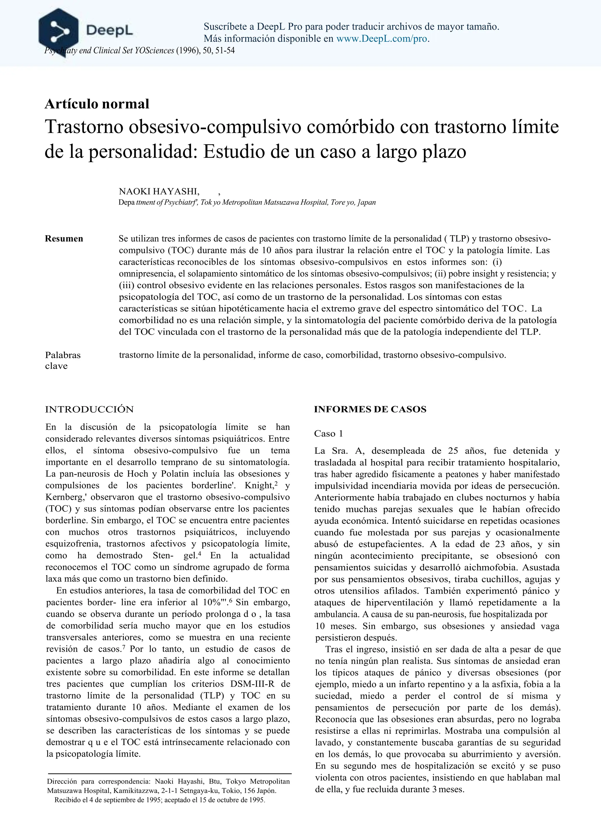 trastorno obsesivo compulsivo comorbido con trastorno limite de ...