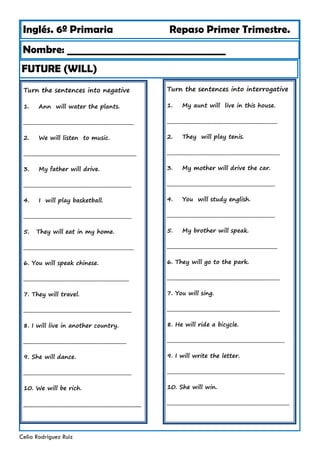 Inglés 6º primaria. Repaso primer trimestre | PDF