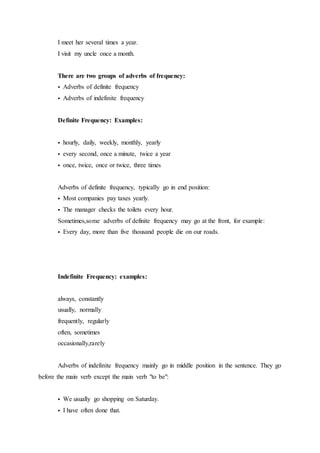Adverbs of frequency - Adverbios de Frecuencia | DOCX