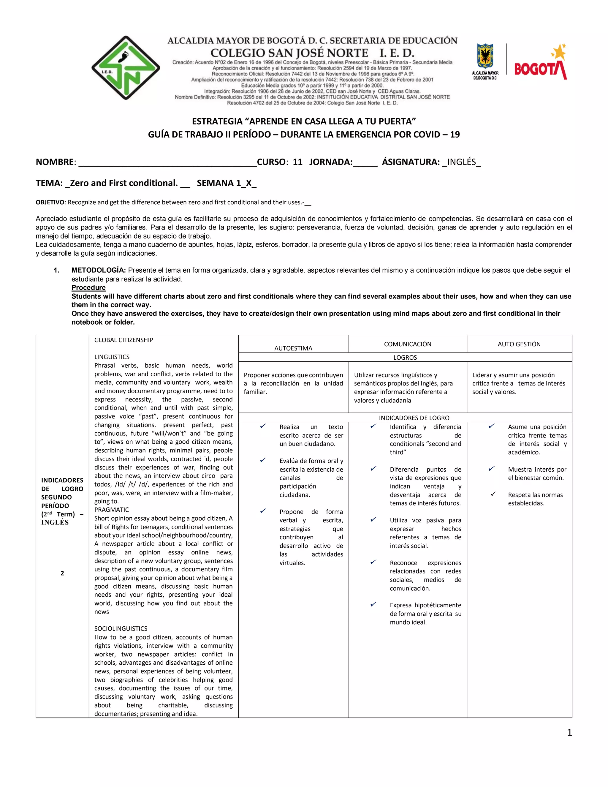 ZERO AND FIRST CONDITIONALS | PDF