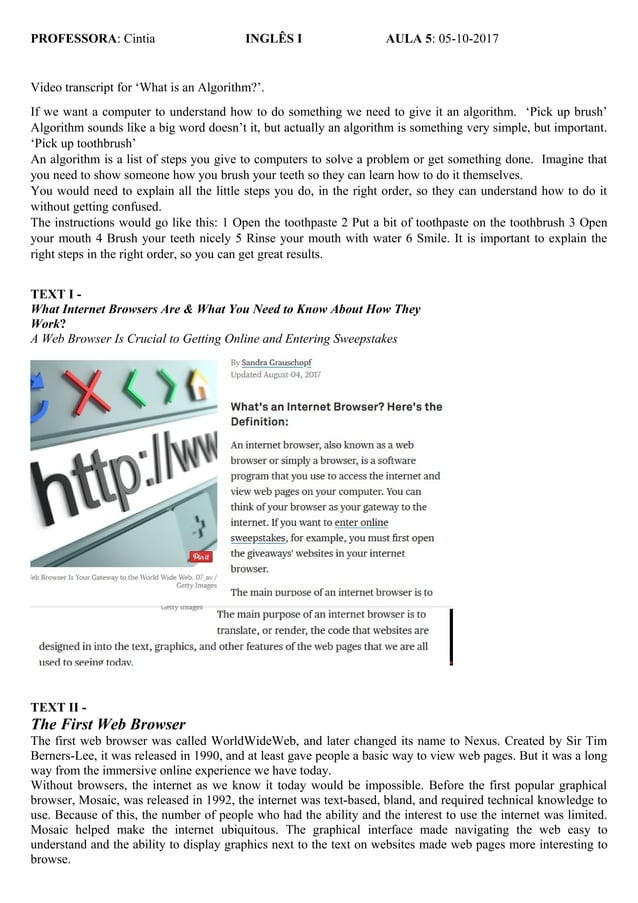 Activities Computing Reading Comprehension Pdf