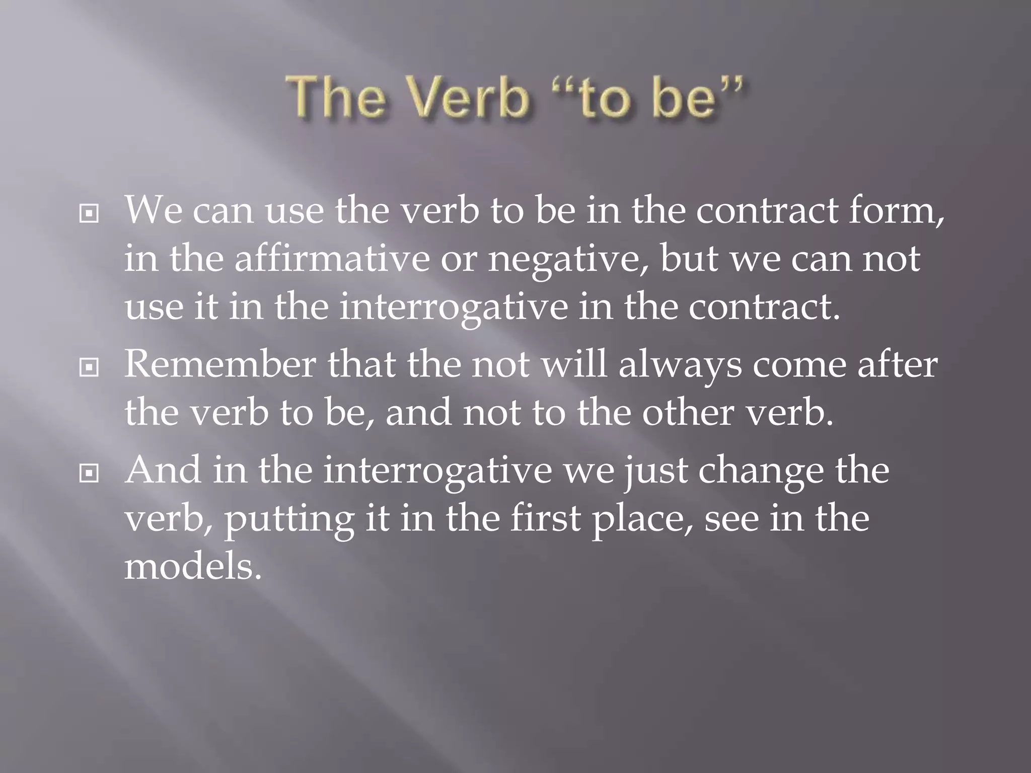 Ingles ipm verb to be, simples e present continuos | PPTX
