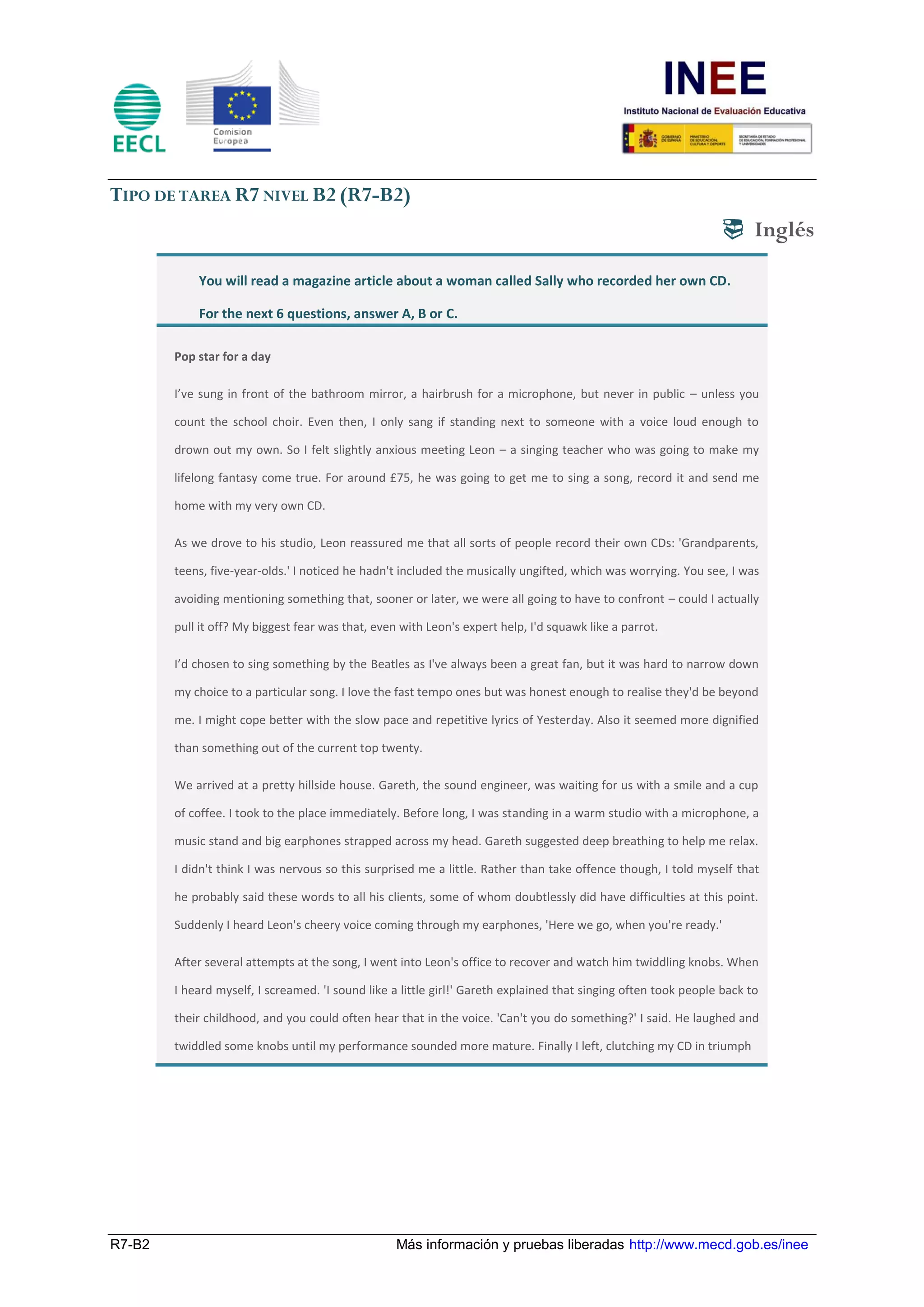 Sally recorded her own CD: Estímulo EECL como recurso didáctico de Inglés | PDF