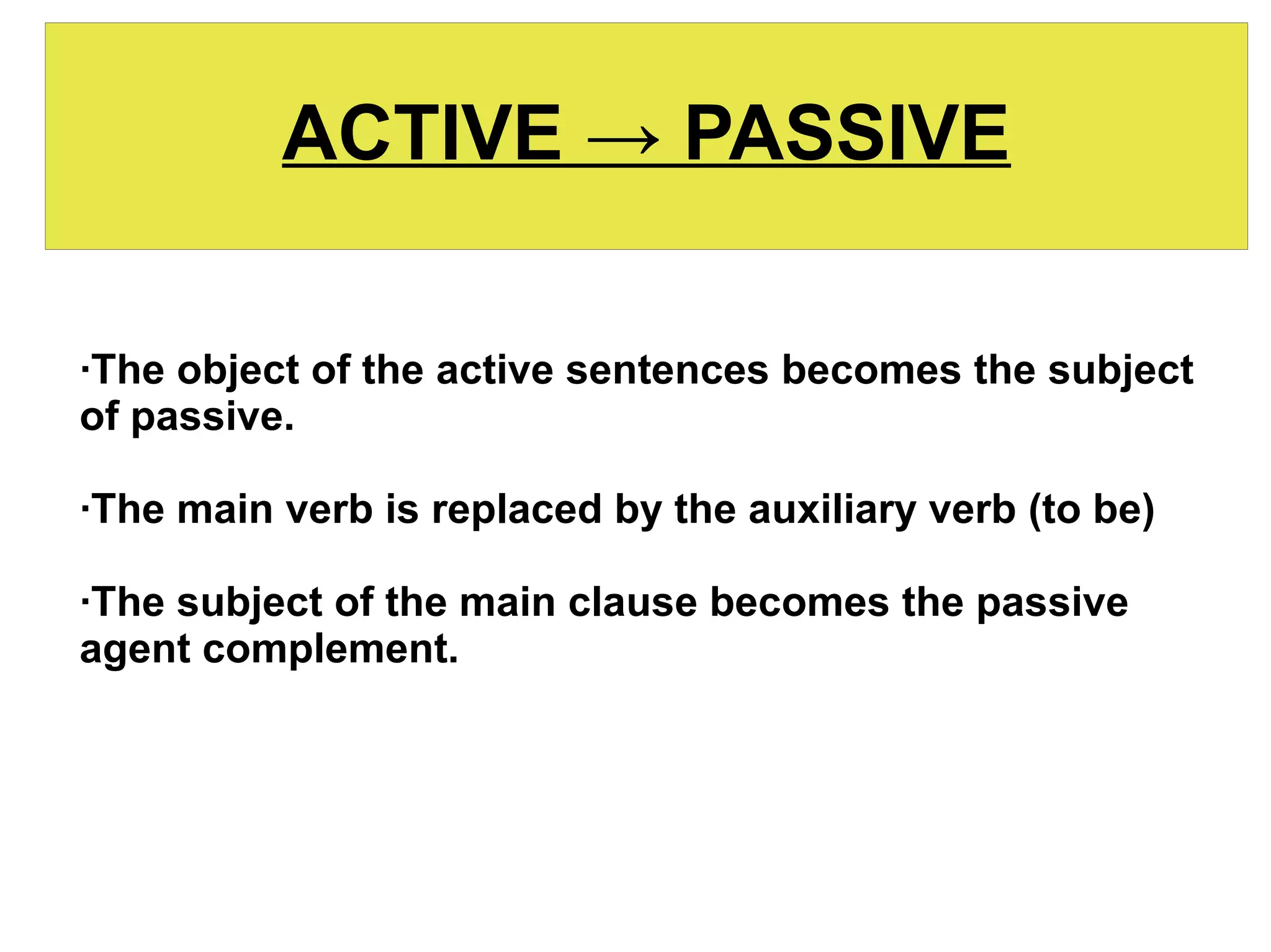 PASSIVE VOICE: USES, FORMS, CHANGES... | PPT
