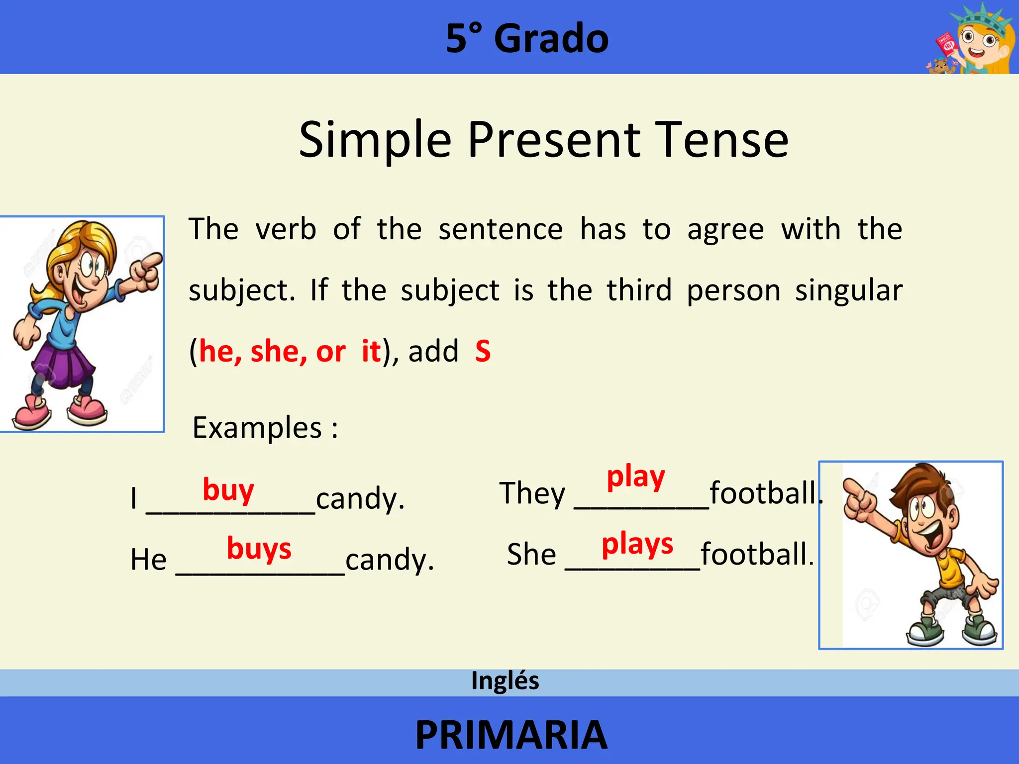 5to GRADO. INGLÉS. SIMPLE PRESENT TENSE. PART 1 | PDF