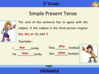 5to GRADO. INGLÉS. SIMPLE PRESENT TENSE. PART 1 | PDF