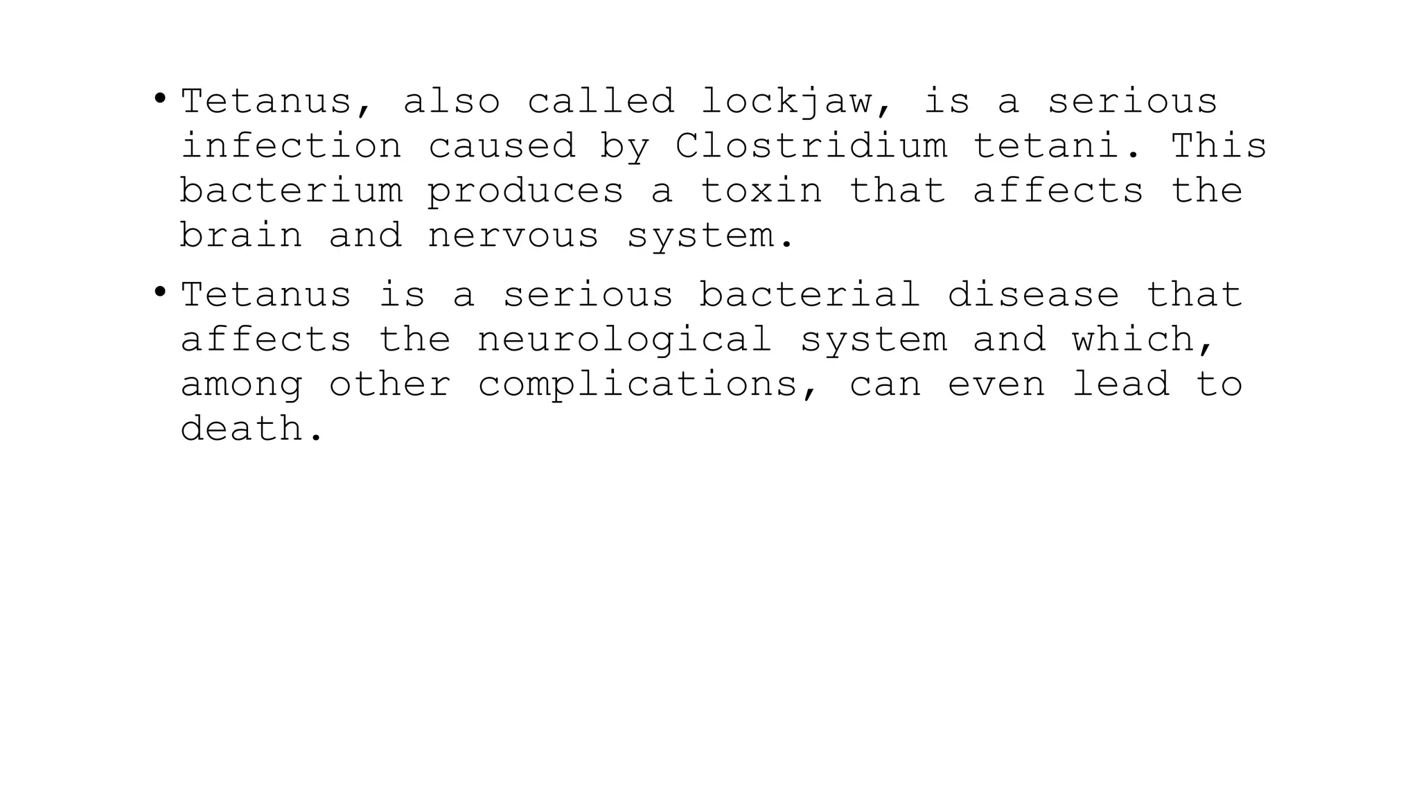 Tetanus, symptoms, prevention, treatment. | PPTX